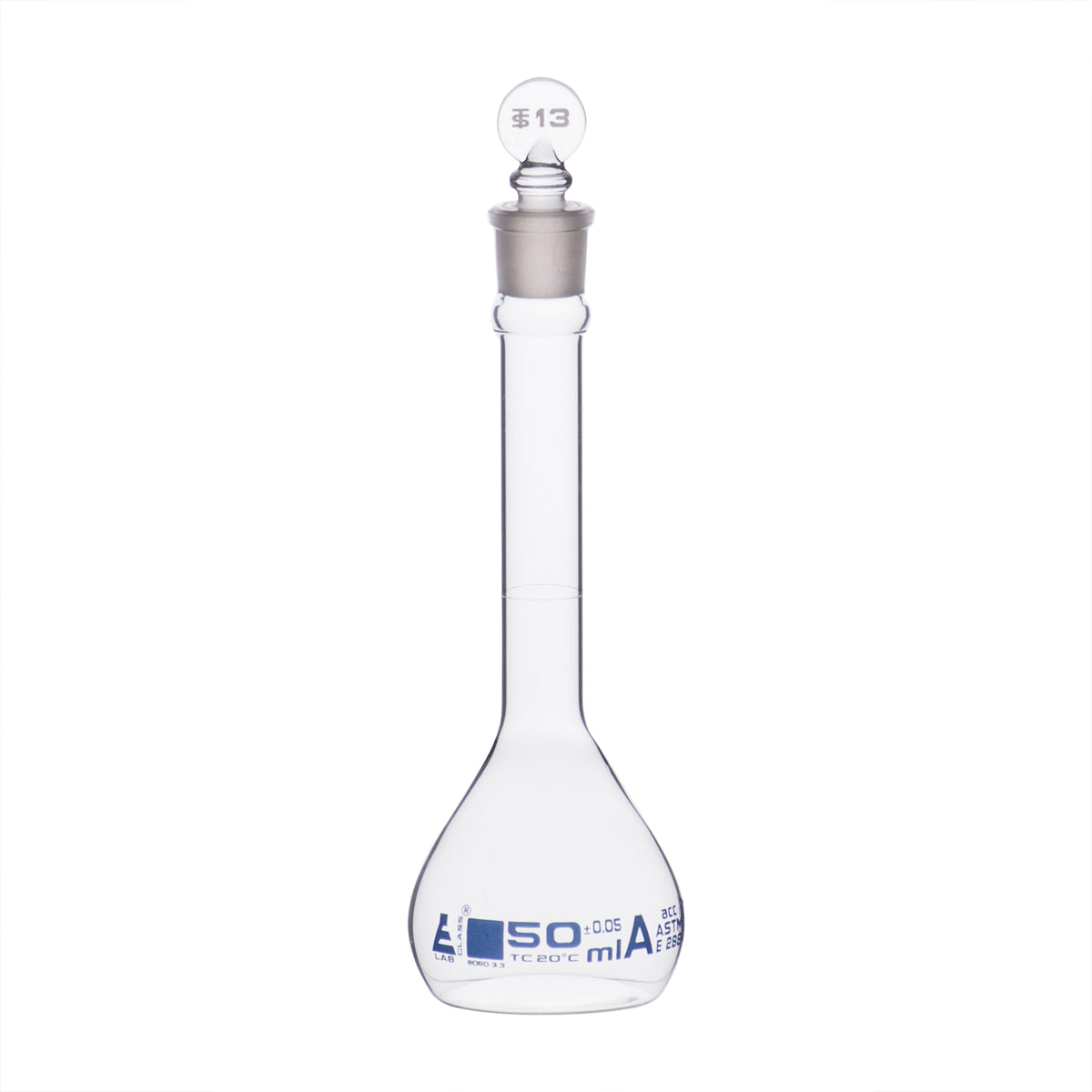 Flask Volumetric With Solid Glass Stopper ASTM-E288 STD Class A 50 ml ...