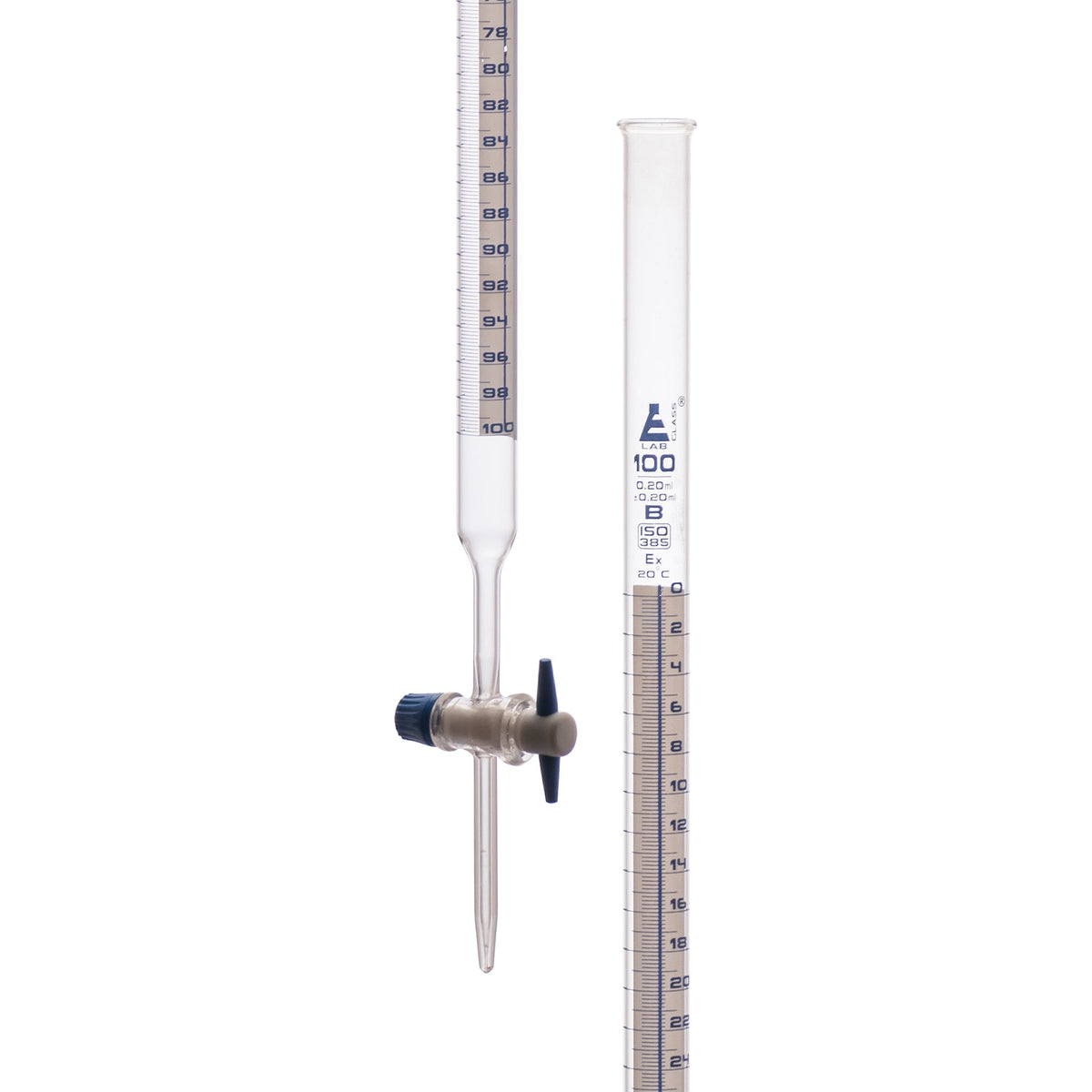 Burettes Schellbach-PTFE key stopcock, capacity 100ml, Sub. Div. 0.20m ...